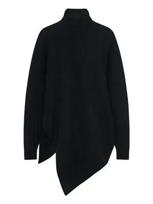Rosetta Getty Asymmetric Turtleneck Wool-cashmere Sweater - Black