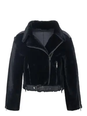 Gorski Shearling Moto Jacket - Black