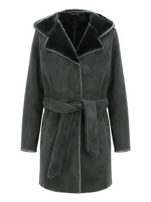 Gorski Merino Shearling Belted Parka - Green