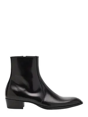 Saint Laurent Roman 35 Leather Ankle Boots - Black
