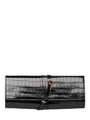LIFFNER Leather Belted Clutch - Black/gold