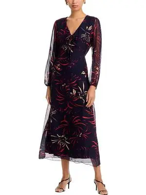 LA FEE MARABOUTEE Printed V-neck Dress - Navy