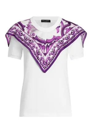Dolce & Gabbana T-shirt With Silk Foulard - White