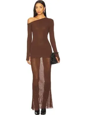 SEVEN WONDERS Greta One Shoulder Maxi Dress - Chocolate