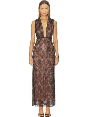 AKNVAS Leo Beaded Gown - Chocolate