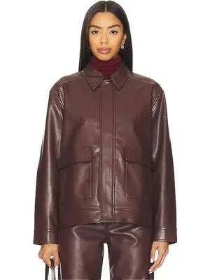 PISTOLA Valerie Faux Leather Bomber Jacket - Cabernet