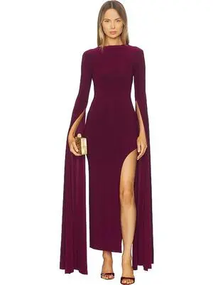 Norma Kamali Open Back Ribbon Sleeve Gown - Plum
