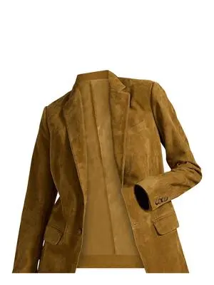 Ralph Lauren Single-breasted Lambskin Suede Blazer - Khaki