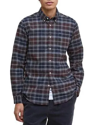 Barbour Kyeloch Tailored Fit Plaid Cotton Flannel Button-down Shirt - Midnight Oak Tartan