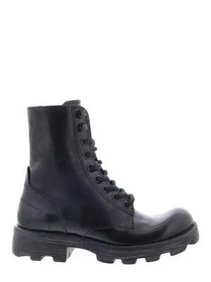 DIESEL D-hammer Bt W Glossed Leather Combat Boots - Black