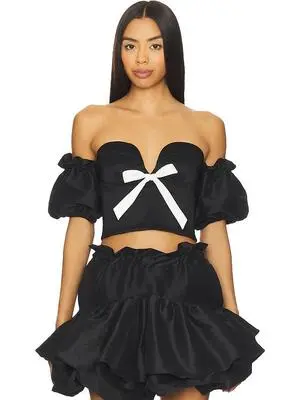 KIKA VARGAS Benazir Top With Bow Detail - Black