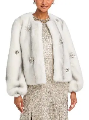 Cinq À Sept Benson Faux Fur Coat - Ivory/clear