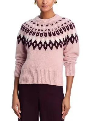 Veronica Beard Anne Fair Isle Crewneck Sweater - Deep Petal Multi