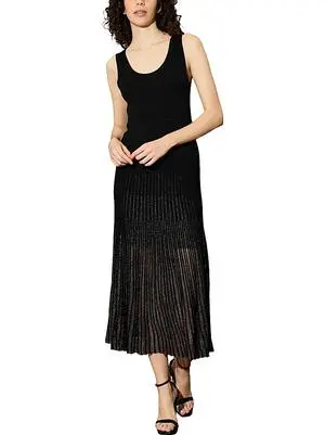 LUXELY Sleeveless Sheer Skirt Midi Dress - Meteorite