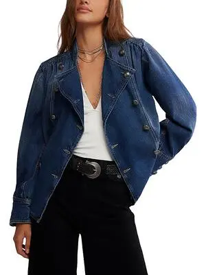 Free People Imogene Denim Officer Jacket - Ensign Wash