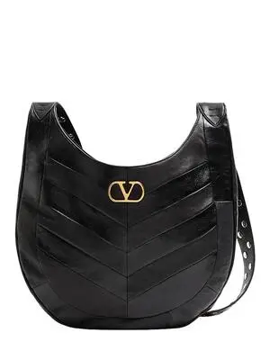 Valentino Garavani Chevron Vlogo Hobo Shoulder Bag - Black