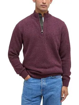 Barbour Relaxed Fit Quarter Zip Sweater Ruby Marl