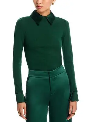 Alice + Olivia Porla Layered Look Sweater - Green Mystique