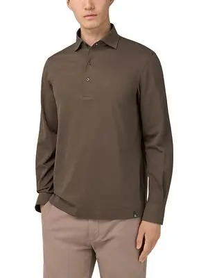 Boggi Milano Japanese Jersey Long Sleeve Polo Shirt - Brown