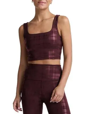 Beyond Yoga Plaid Metallic Crop Tank - Plaid Foil Burgundy