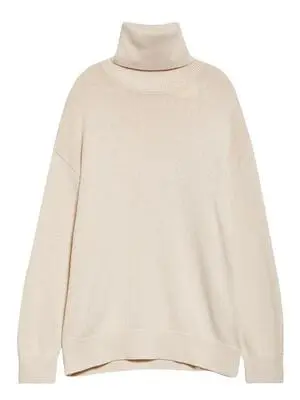 TOTEME Longline Turtleneck Organic Cotton & Cashmere Sweater - Ecru