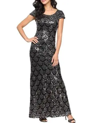 ALEX EVENINGS Cap Sleeve Sequin Dress