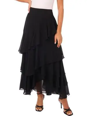 Vince Camuto Tiered Ruffle Maxi Skirt - Rich Black