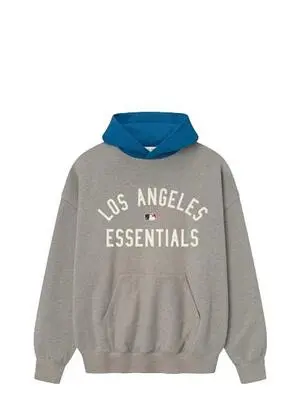 Fear Of God Essentials Dodgers Sport Hoodie Concrete Heather/blue Sapphire