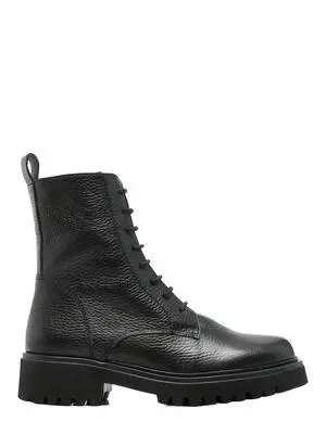 EVALUNA Leather Lace-up Boots - Black