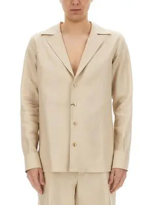 Dolce & Gabbana V-neck Linen Shirt - Beige
