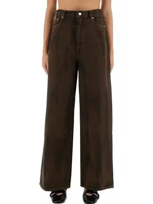 GANNI Baggy Organic Cotton Pants - Brown