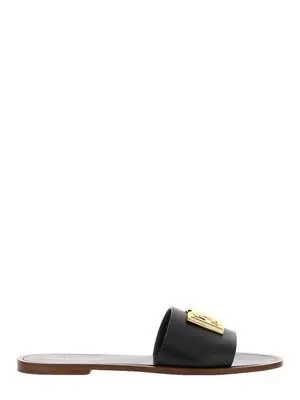 Dolce & Gabbana Leather Slide Sandal - Black