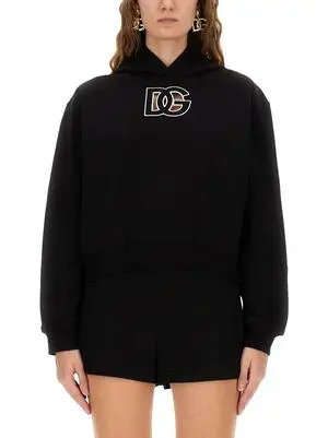 Dolce & Gabbana Sweatshirt With Dg Embroidery - Black