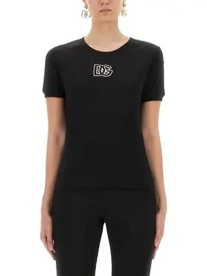 Dolce & Gabbana Jersey T-shirt With Dg Logo Embroidery - Black