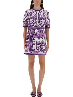 Dolce & Gabbana Majolica Print Mini Dress - Multicolour
