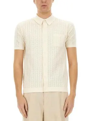 Dolce & Gabbana Perforated Cotton Knit Shirt - White