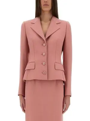 Dolce & Gabbana Single-breasted Virgin Wool Jacket - Pink