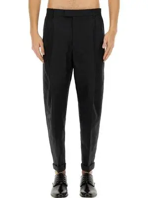 Dolce & Gabbana Linen Canvas Pants - Black