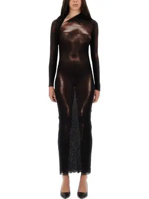 Jean Paul Gaultier Body Print Dress - Brown