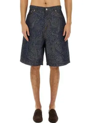 Etro Jacquard Bermuda Shorts - Denim