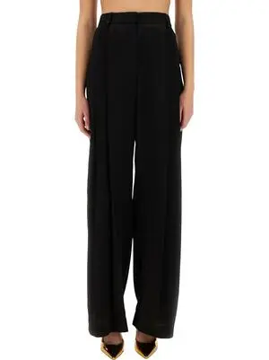Nina Ricci Wide Leg Pleated Pants - Black