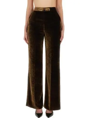 Etro Straight Fit Velvet Pants - Brown