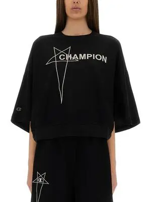 CHAMPION X RICK OWENS Cropped Tommy T-shirt - Black