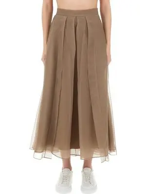 Brunello Cucinelli Paneled Circle Skirt - Beige