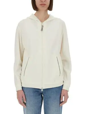 Brunello Cucinelli Cotton And Silk Interlock Topwear Ivory