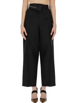 Fendi Carrot Fit Pants With Asymmetrical Waist - Black