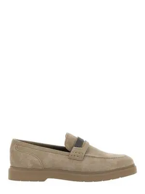 Brunello Cucinelli Suede Penny Loafer - Dove