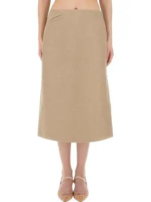 Fendi Waxed Linen Skirt - Beige