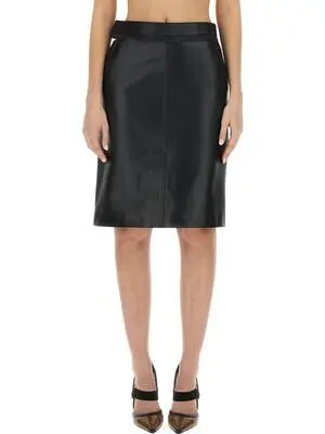 Fendi Slim Fit Leather Skirt - Black