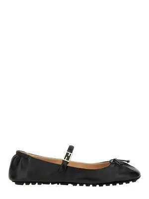 Fendi Ballerina With Ff Baguette Pattern - Black